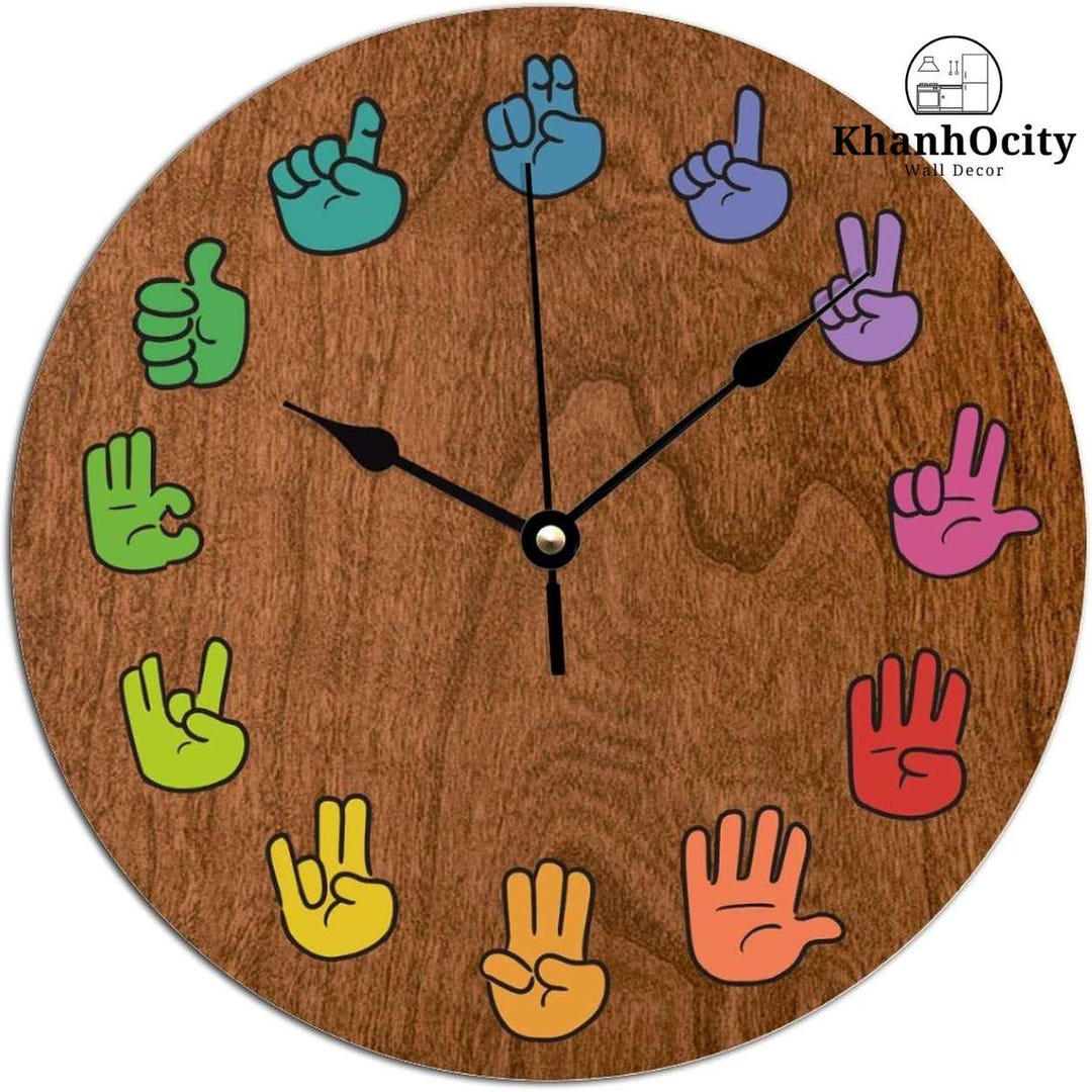 Rainbow Color Wheel Wooden Clock Silent Non Ticking Battery Operated ...