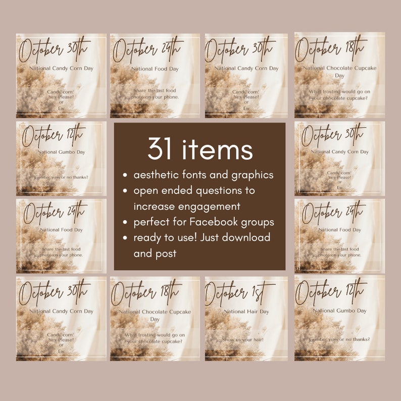 October 1 Month of Social Media Engagement Content Facebook Group Party ...