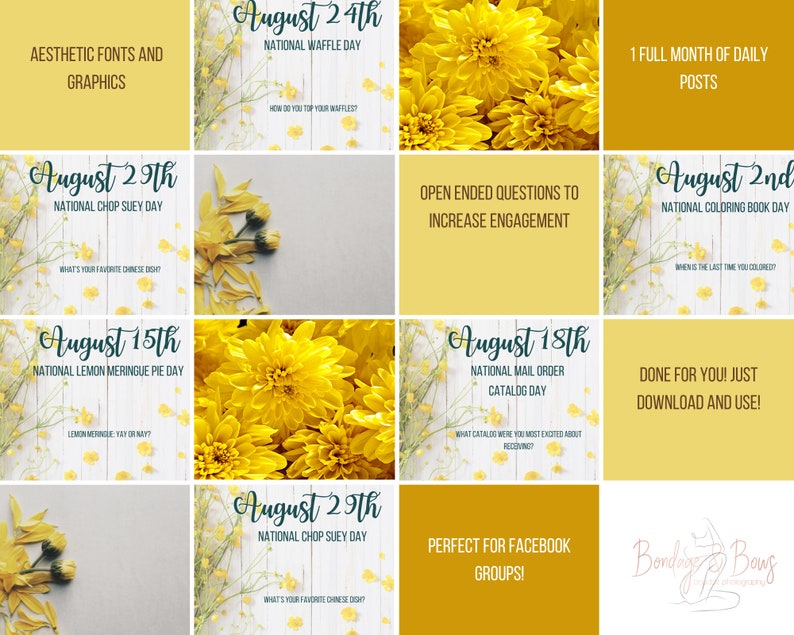 August 1 Month of Social Media Engagement Content Facebook Group Party ...