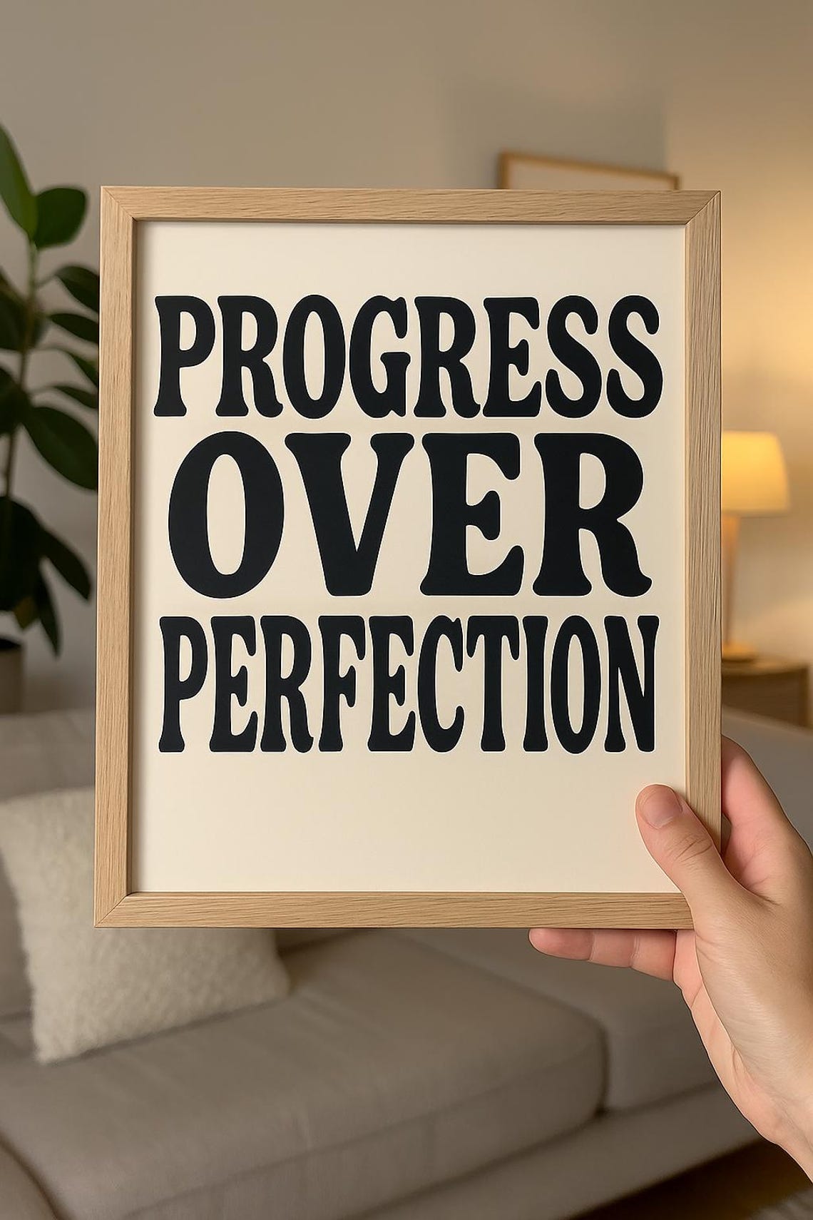 Progress Over Perfection Poster – Retro Motivational Quote, Boho Wall ...