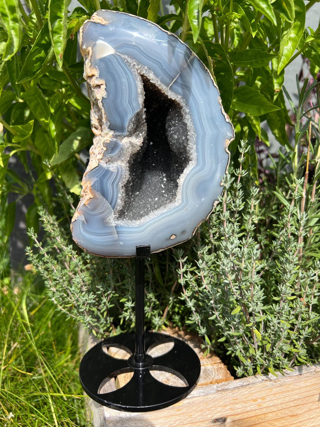 Large Brazilian Banded Agate Geode With Stand - Etsy