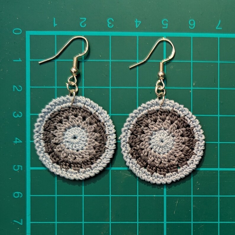 Micro Crochet Earrings. Blue Circle. - Etsy