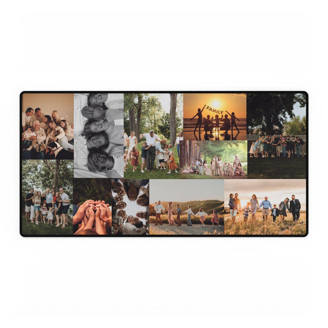 Family Photo Collage Desk Mat | Custom Photo Desk Mat - Etsy