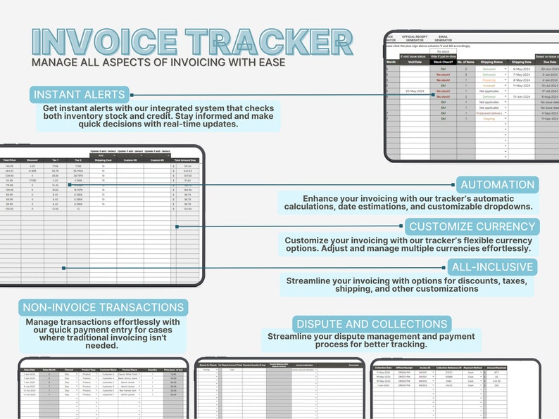 Invoice Tracker With Payment Tracker for Small Business in Google Sheets Template Business ...