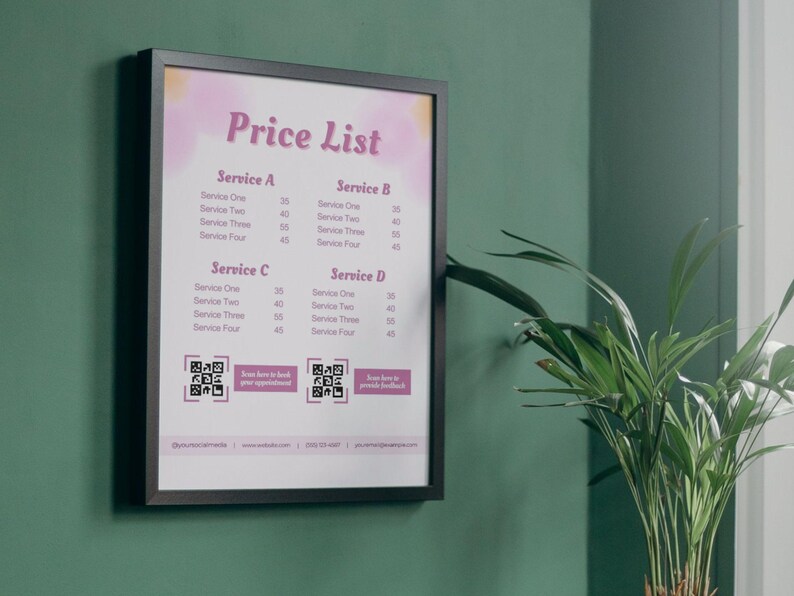 Editable Price List Template, Minimalist Business Menu (canva, US ...