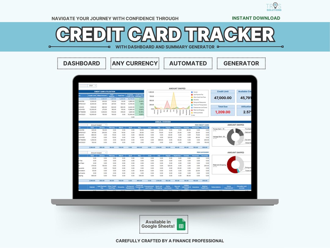 Credit Card Tracker: Google Sheets, Finance Dashboard (digital Download ...