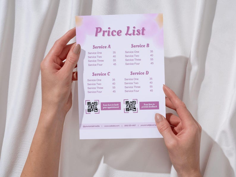 Editable Price List Template, Minimalist Business Menu (canva, US ...