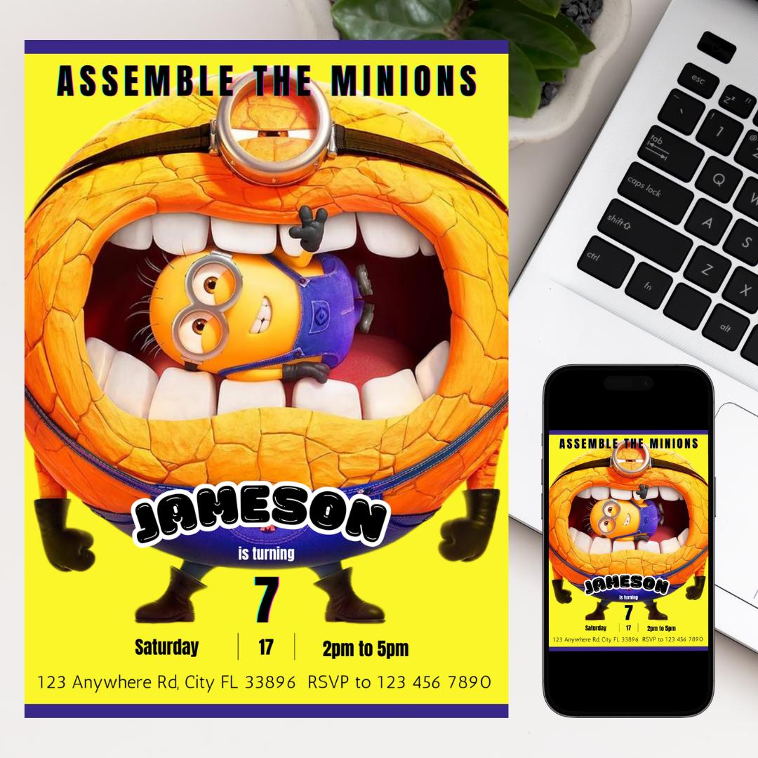 Despicable Me 4 Birthday Invitation, Despicable Me 4 Custom Birthday ...