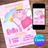 Pig Birthday Invitation Princess Pig Birthday Party Invite Pig Party ...