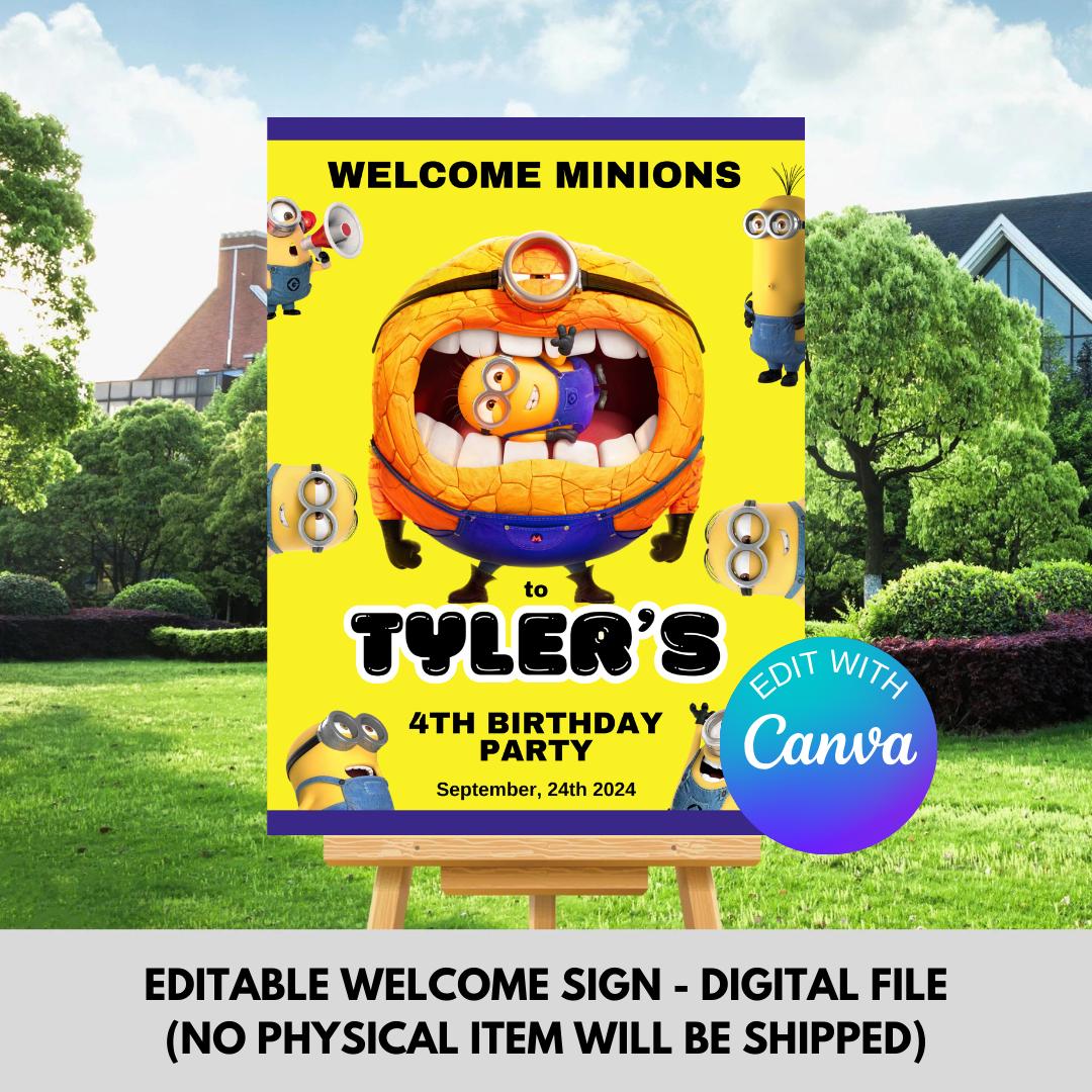 Editable Despicable Me Welcome Sign, Despicable Me Birthday Board ...