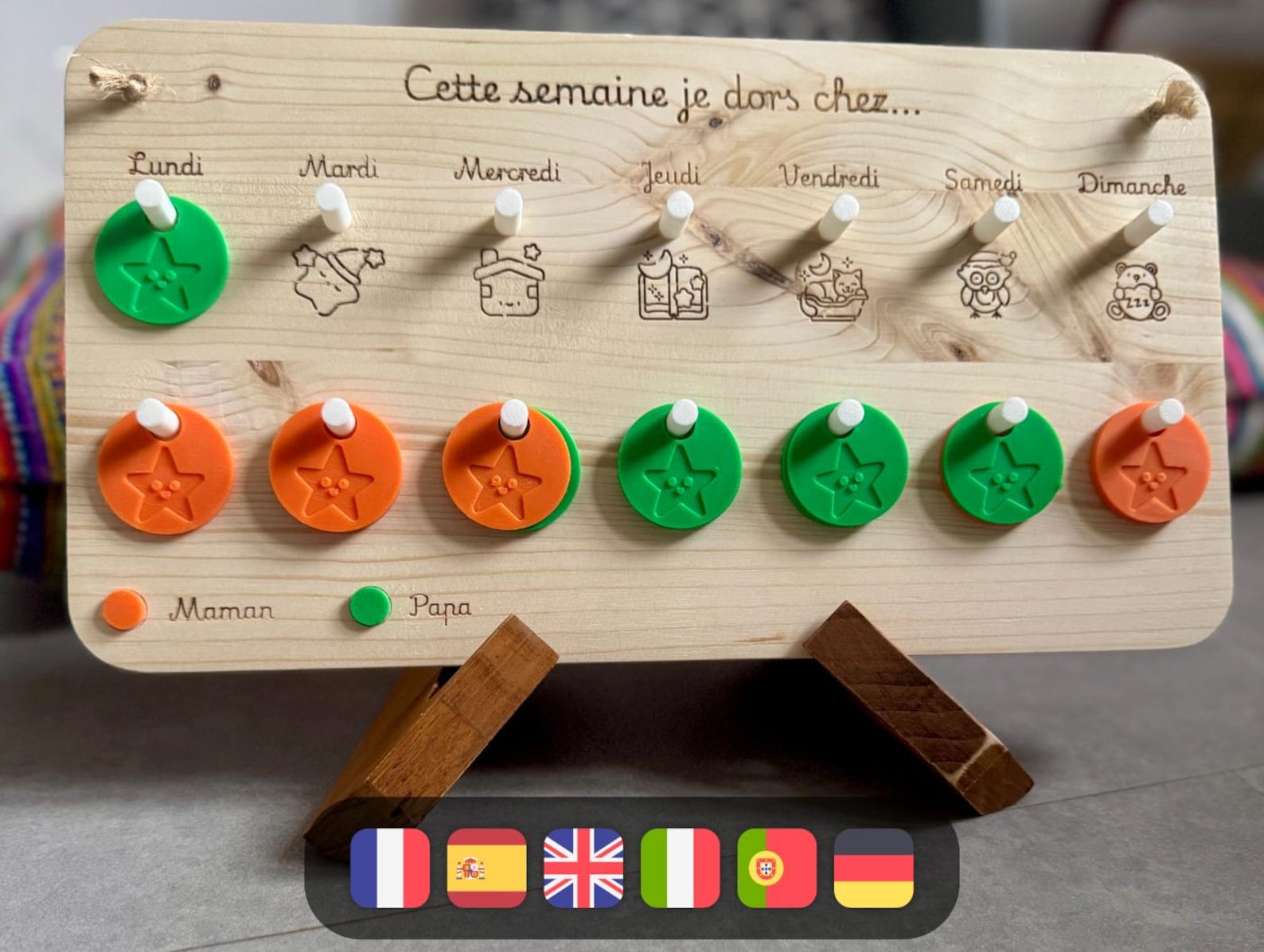 Customizable Kids Sleep Planner Board Wooden Week Schedule With ...