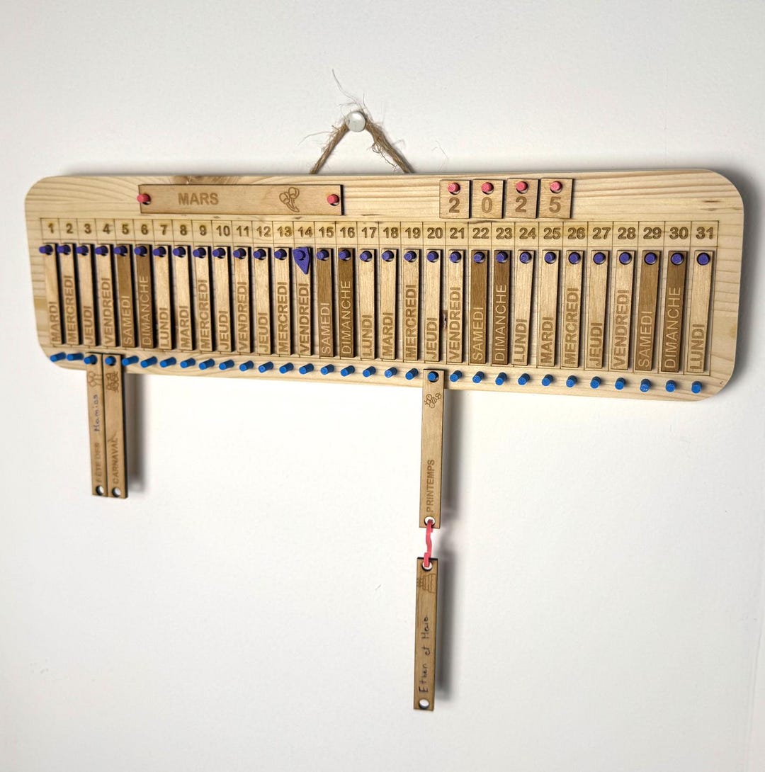 Perpetual Linear Calendar – Montessori Time Learning | Wooden Wall ...