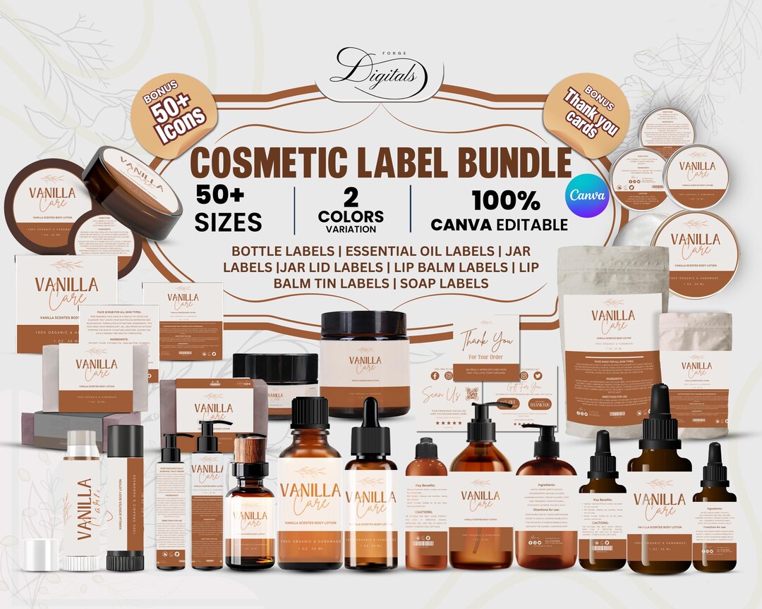 Editable Cosmetic Label Templates, Stylish Cosmetic Product Label ...