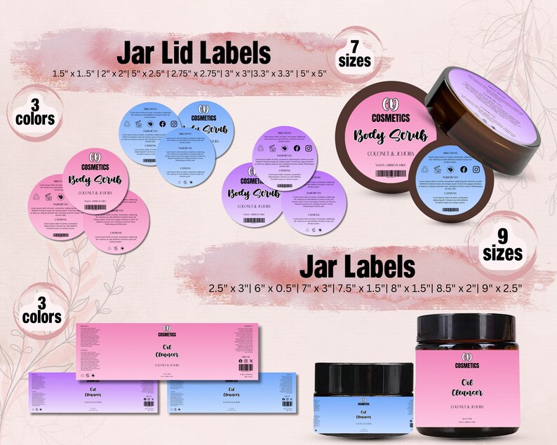 Editable Cosmetic Label Templates, Stylish Cosmetic Product Label ...