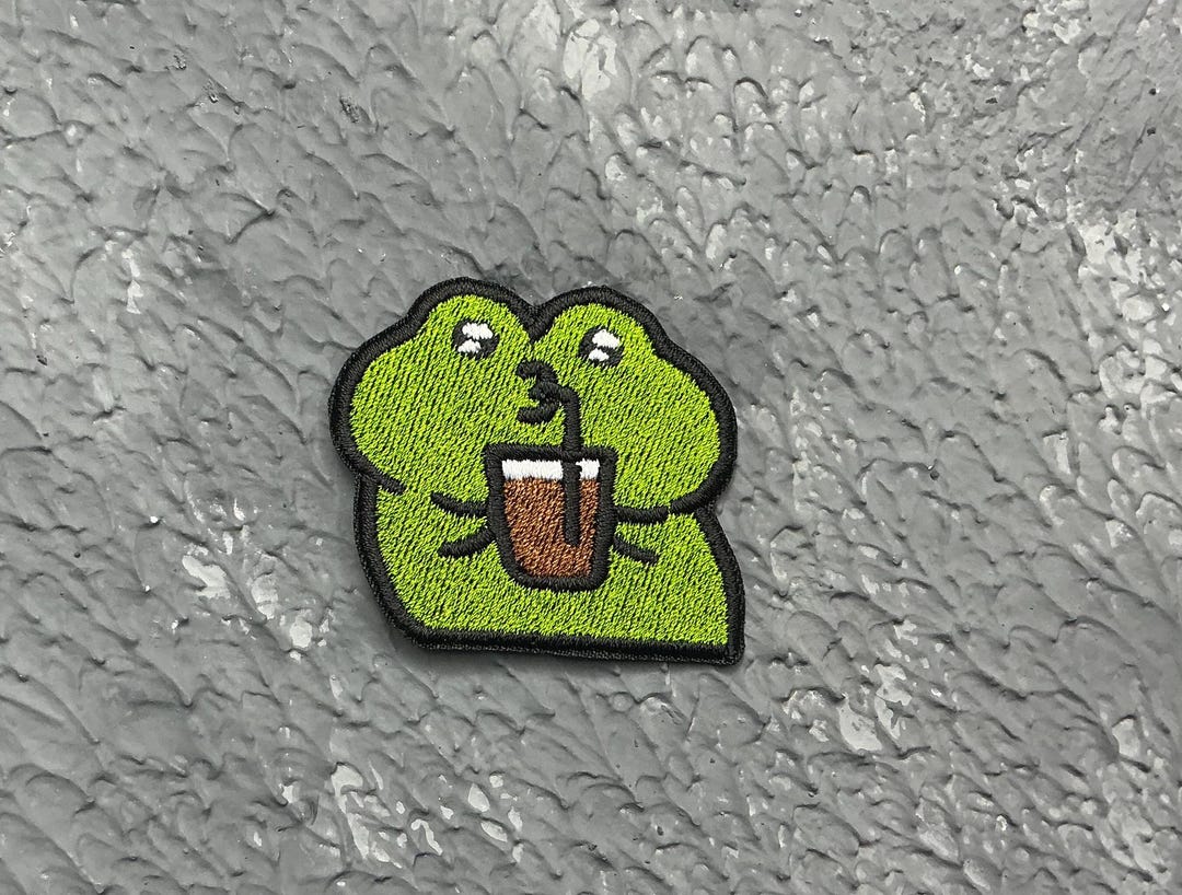 Frog Drinking Coffee Embroidered Iron-on Patch: Kawaii Style - Etsy