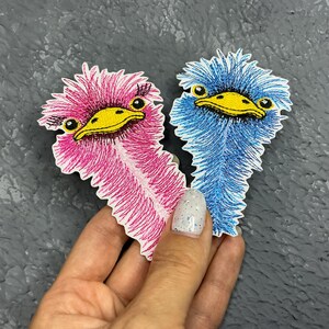 Ostrich Bird Embroidered Patch. Girl and Boy Ostrich Iron on Patch - Etsy