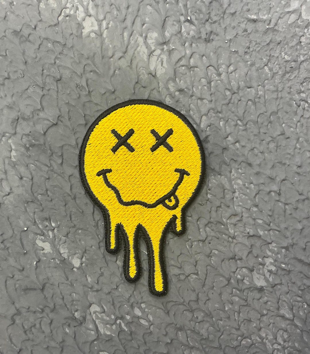 Melting Smiley Face Embroidered Iron-on Patch - Etsy