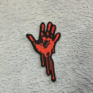 Bloody Hand Embroidered Patch. Horror Iron on Patch. - Etsy