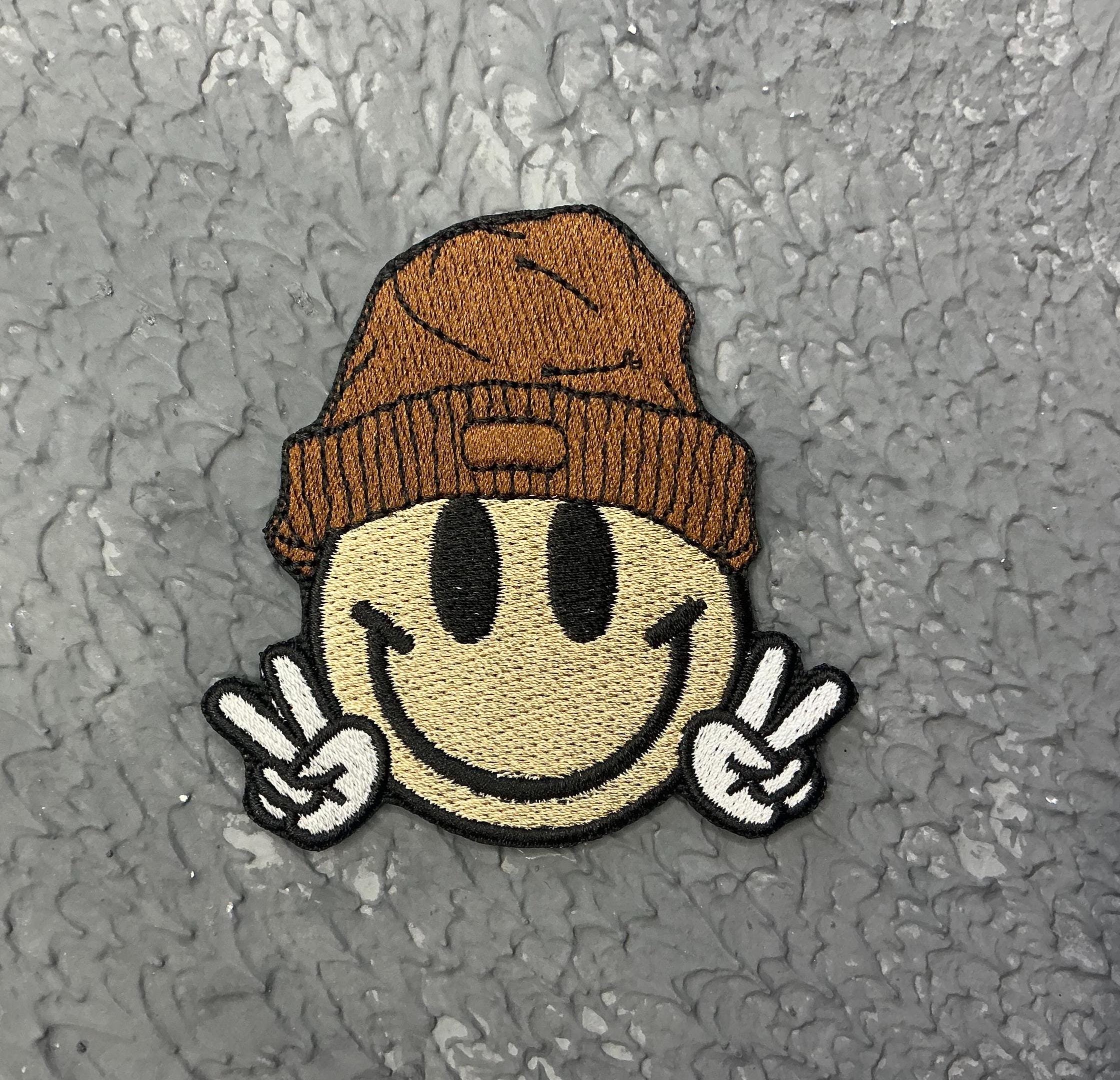 Preppy Smiley Face Embroidered Patch. Smiley Face in the Hat Iron on ...