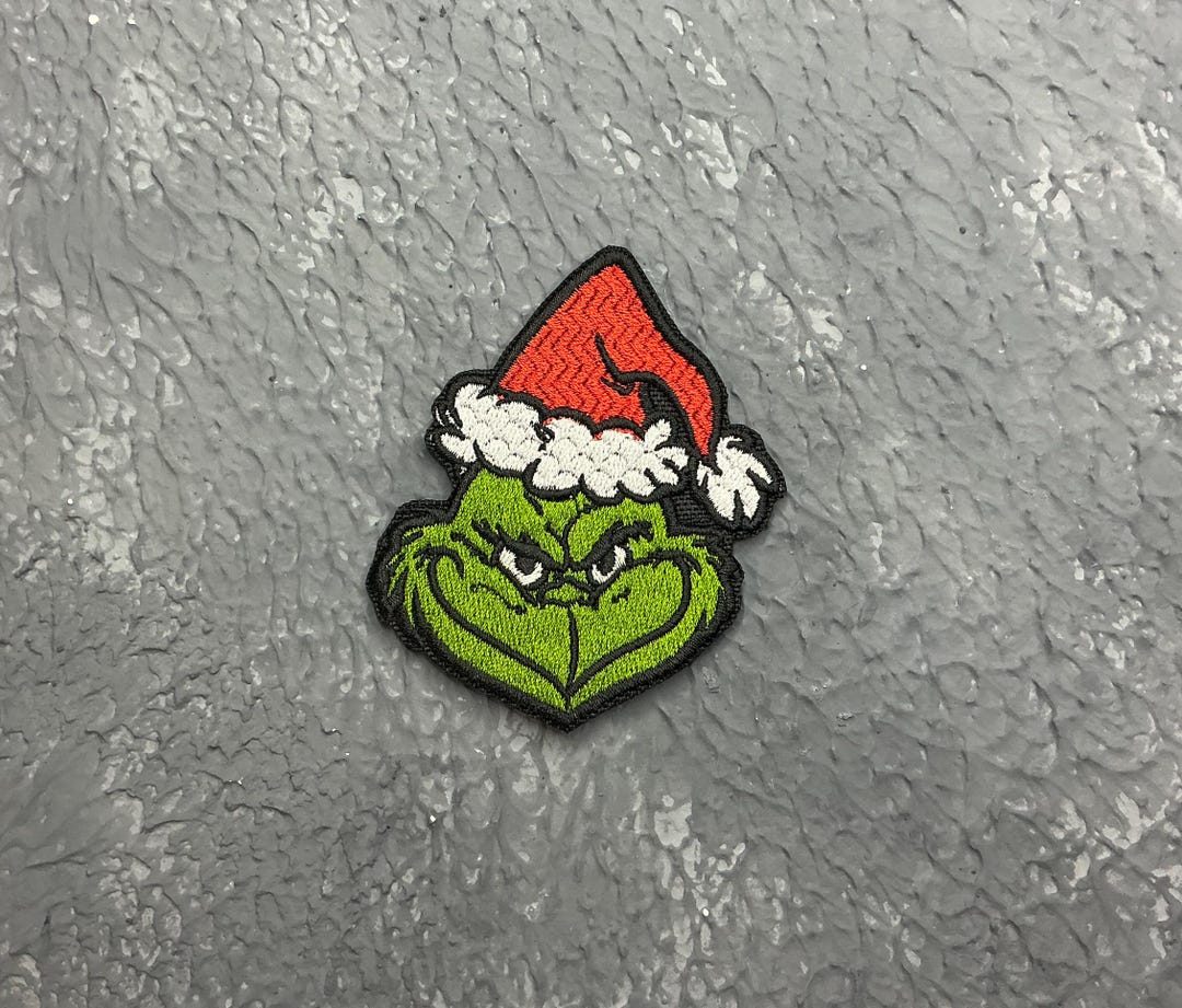 Embroidered Grinch Face Patch - Christmas Iron on Applique - Etsy