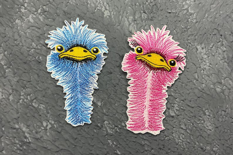 Ostrich Bird Embroidered Patch. Girl and Boy Ostrich Iron on Patch - Etsy