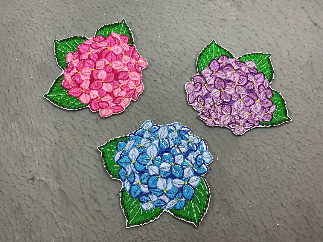 Blue Hydrangea Flower Embroidered Patch. Iron on Patch. - Etsy