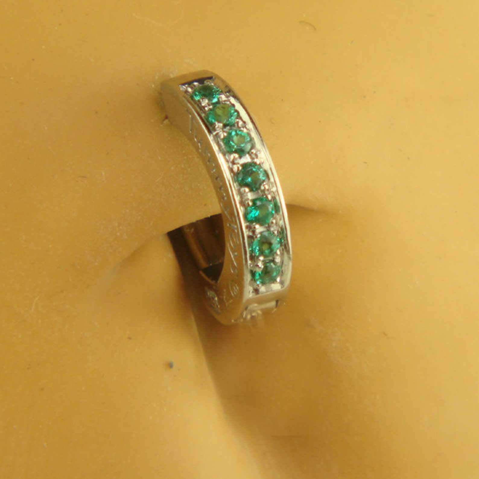 Silver Belly Button Ring With Green Czs / 14g Belly Ring / - Etsy