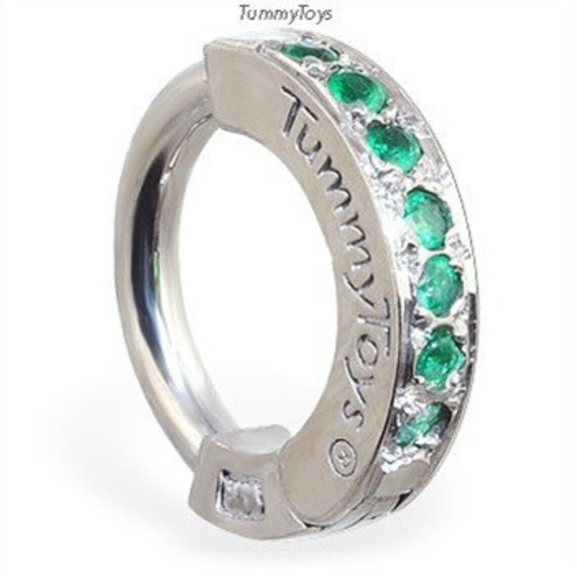 Silver Belly Button Ring With Green Czs / 14g Belly Ring / - Etsy