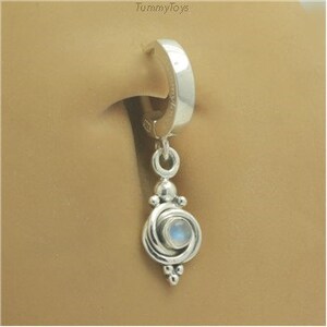 NEW Moonstone Knot Design Charm Sterling Silver Belly Button Ring Exclusively by Tummytoys 69129 ...