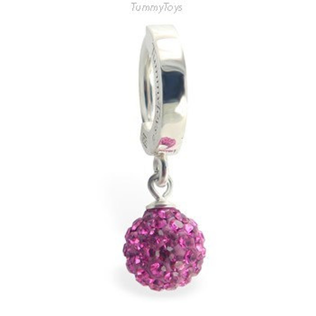 Pink Crystal Ball Belly Button Ring: Surgical Steel Navel Jewelry by ...