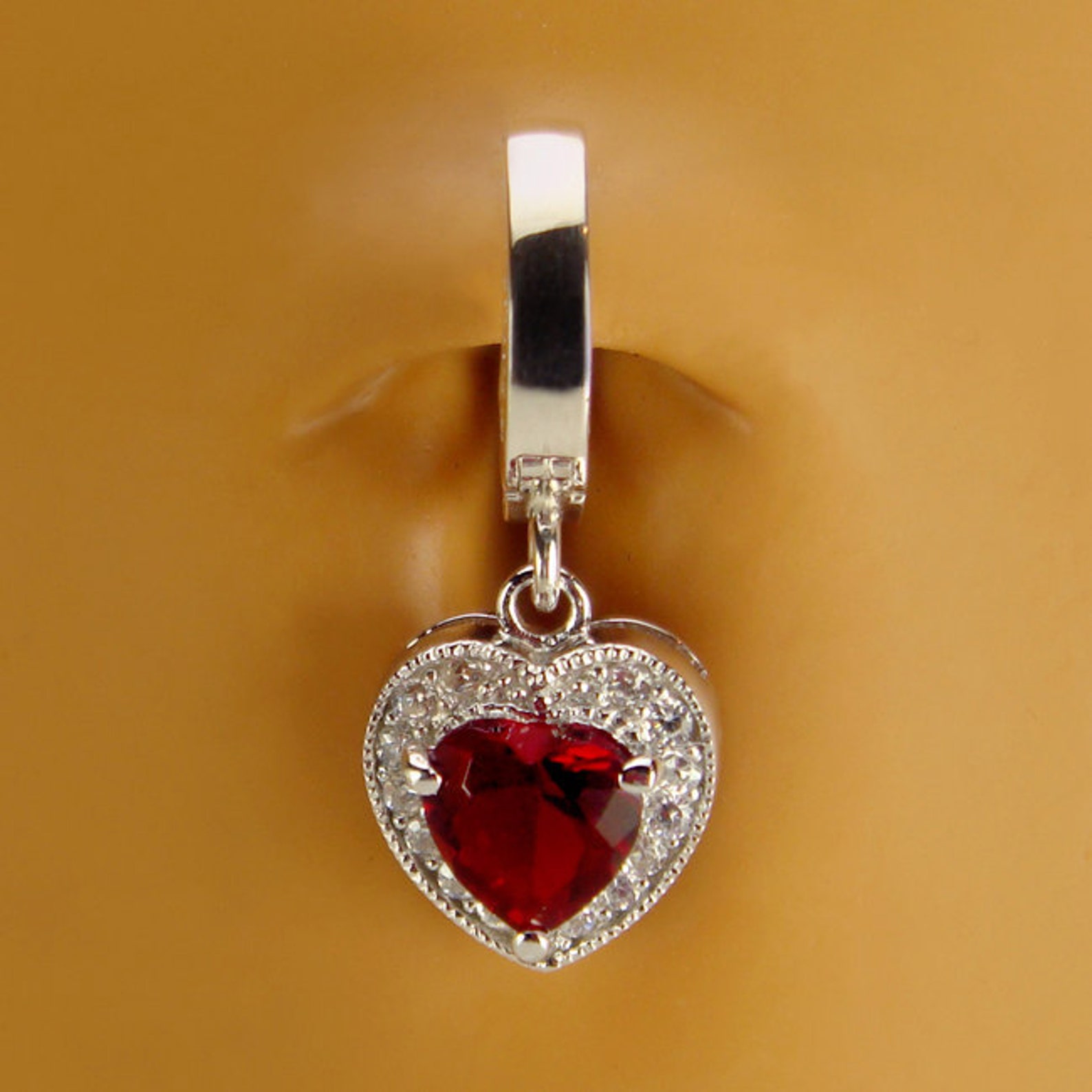 Stunning Red Heart CZ Drop Charm on Sterling Silver Clasp - Etsy