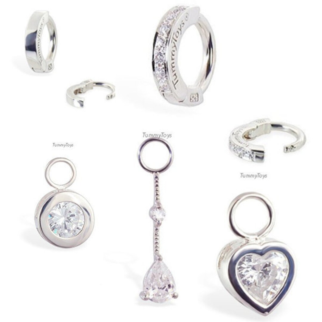 Belly Ring Set / Belly Ring Pack / Belly Ring Dangle / Silver Belly ...