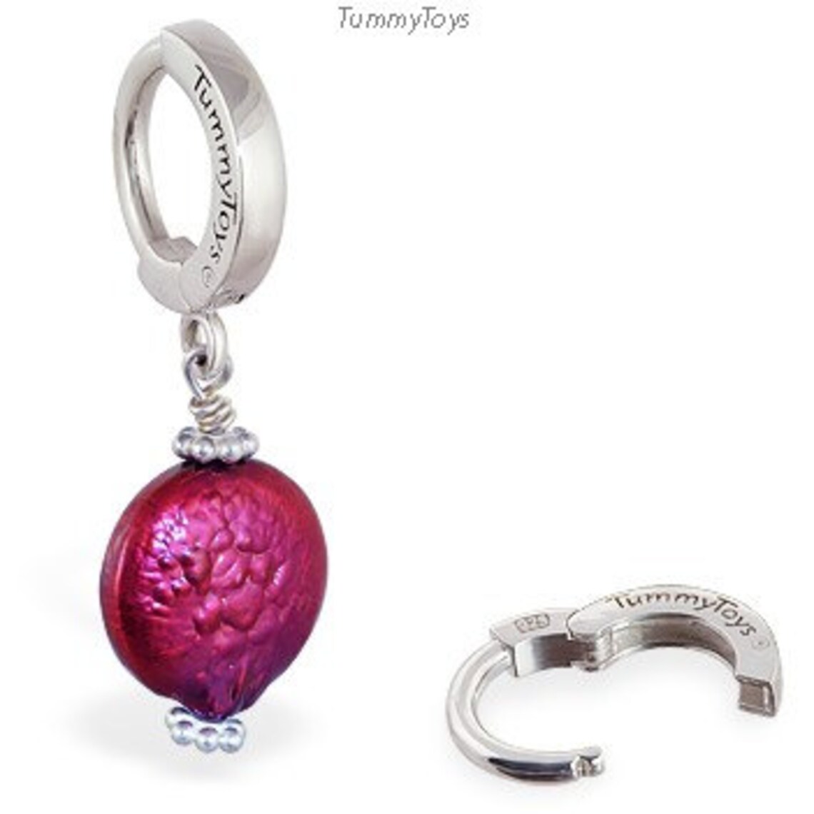 Red Pearl Belly Ring Belly Ring Pearl Dangle Red Belly - Etsy