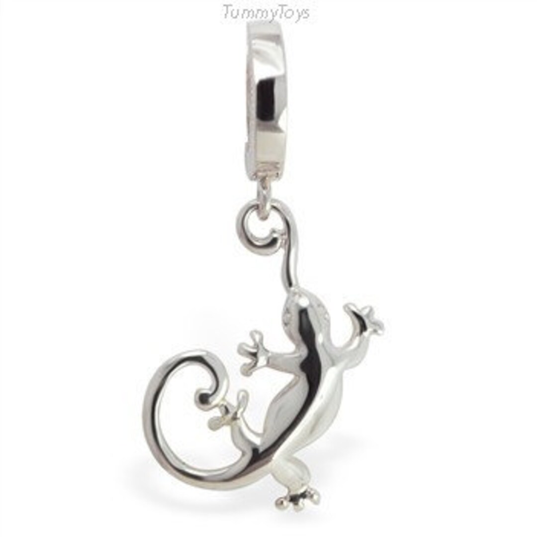 Lizard Belly Ring - Silver Belly Ring With Lizard Charm - Belly Ring ...