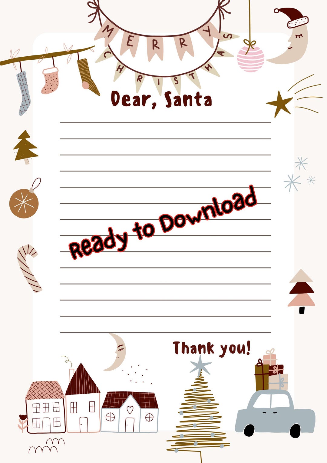 Christmas Wish List for Kids, Printable Gift Wish List, Letter to Santa ...