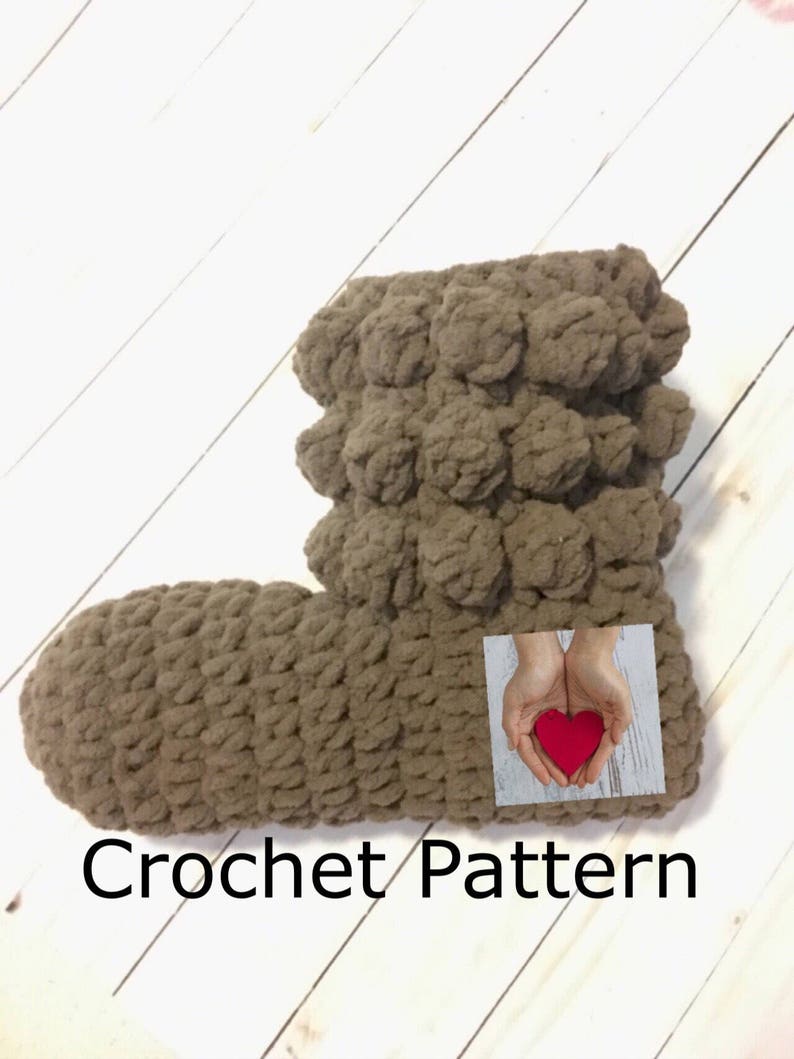 Crochet Boot Slipper Pattern, Bulky Yarn, Women's Sizes (PDF Pattern ...