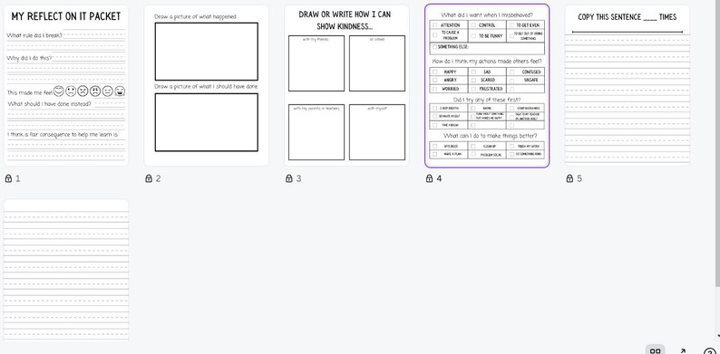 Think Sheet - Reflection Packet for Behavior - Etsy
