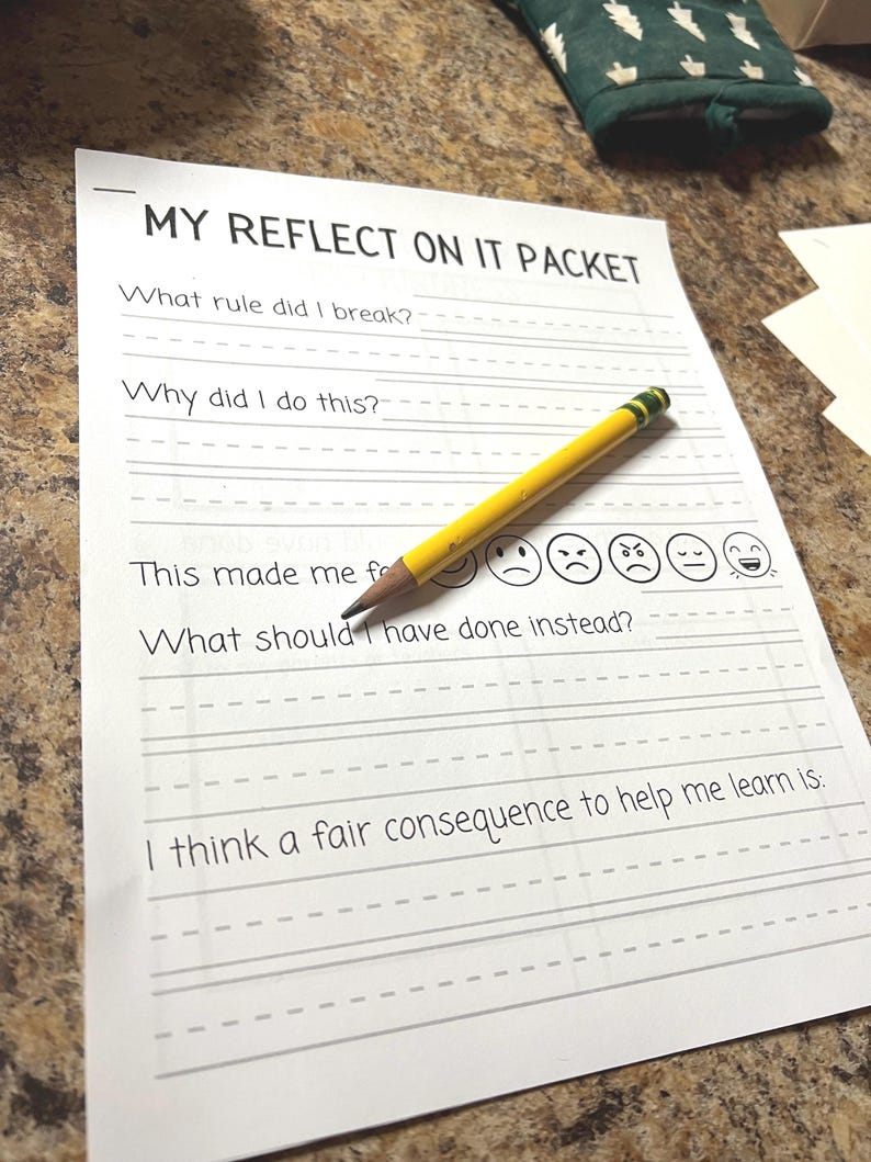 Think Sheet - Reflection Packet for Behavior - Etsy