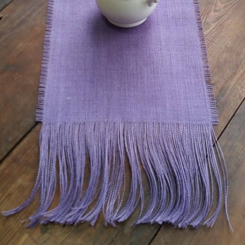 LILAC Premium Burlap Table Runner with 6 inch fringe | Etsy