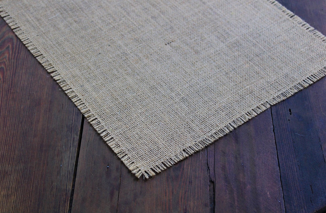 Premium Natural Burlap Table Runner With Fringe - Etsy