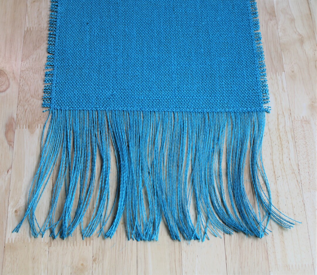 TURQUOISE Burlap Runner With 6 Inch Fringe - Etsy