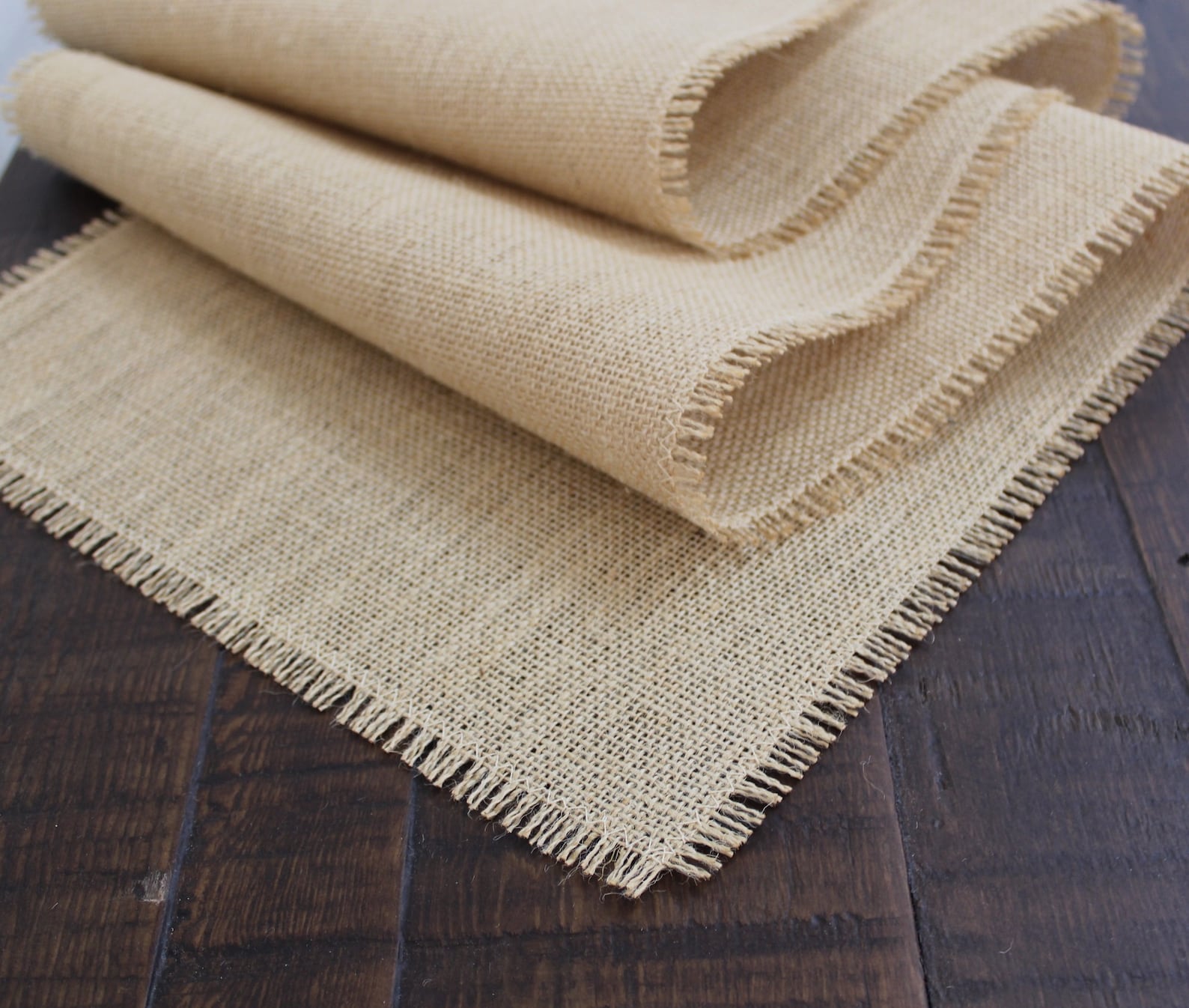 Premium Natural Burlap Table Runner With Fringe - Etsy