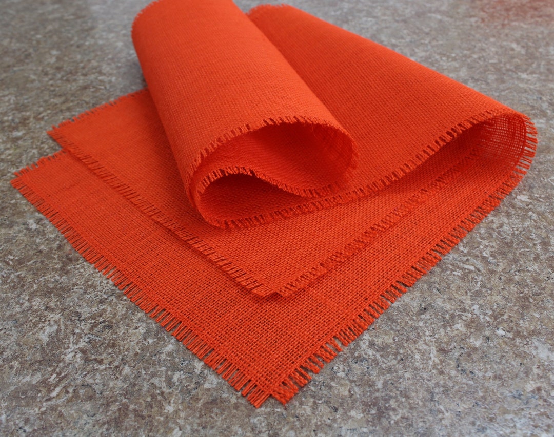 Orange Burlap Table Runner With Fringe - Etsy