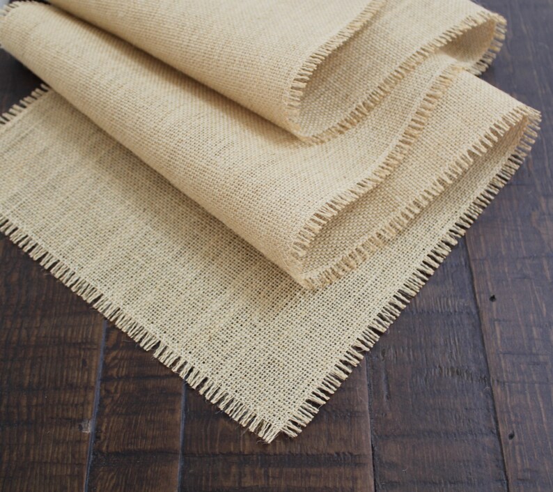 Premium Natural Burlap Table Runner With Fringe - Etsy