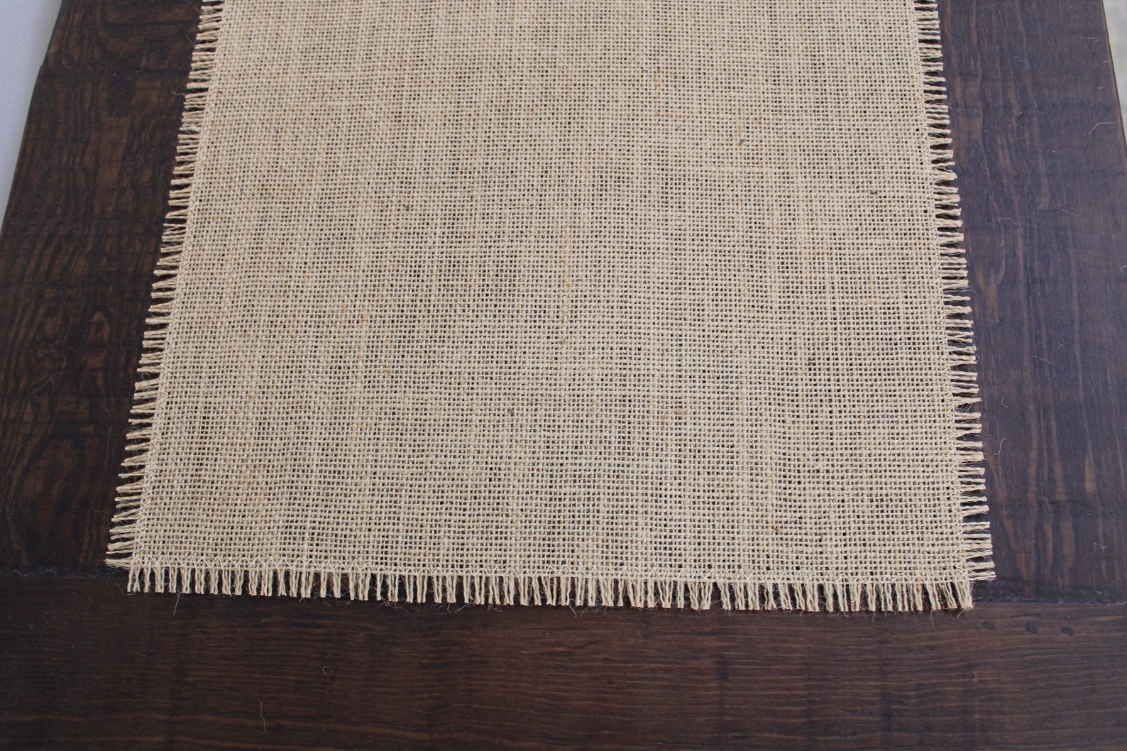 Premium Natural Burlap Table Runner With Fringe - Etsy