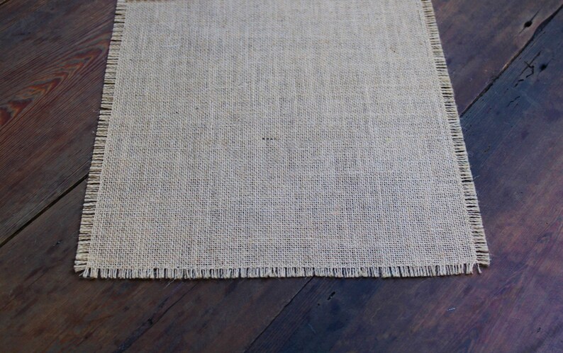 Premium Natural Burlap Table Runner With Fringe - Etsy