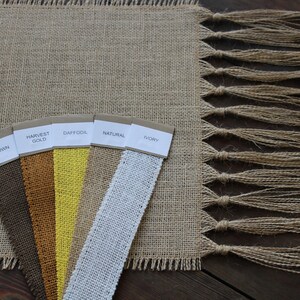 Natural Burlap Table Runner With 5 Knotted Fringe - Etsy