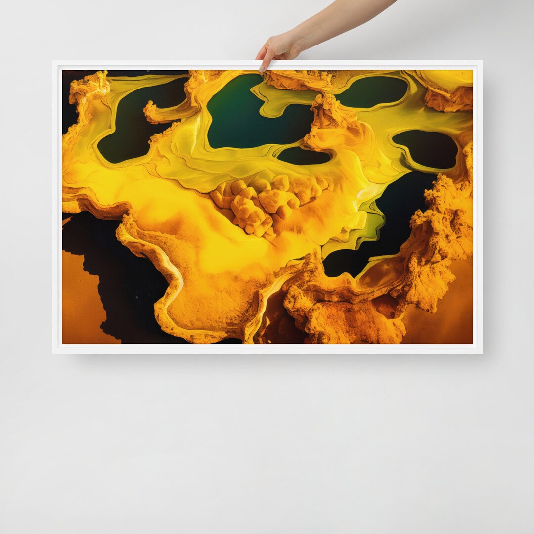 Ethereal Dallol Volcano Ethiopia Landscape Print Framed Canvas Wall Art Colorful Home Decor ...