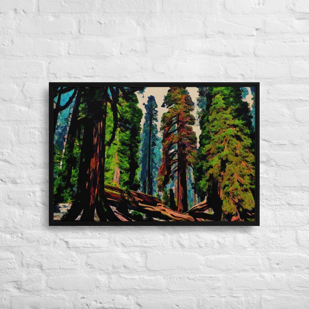 Sequoia National Forest Inspired Landscape Art Framed Canvas Print ...