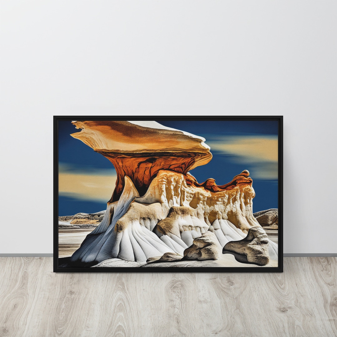 Bisti Badlands Inspired Landscape Art Print | Framed Canvas Digital ...